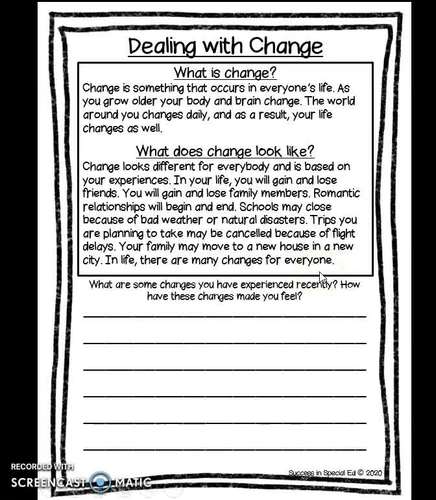 Flexible Thinking Dealing with Change for Middle and High School