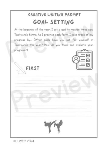 Taekwondo Sports Creative Writing Prompts Worksheet Pack for Students 2024