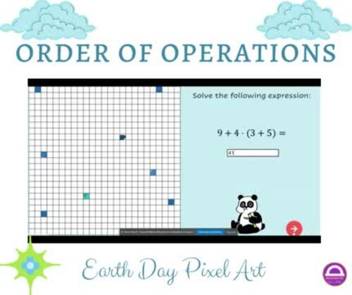 Earth Day Order of Operations No Exponents PEMDAS No Prep Pixel Art ...