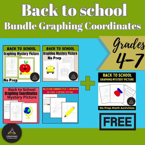 Back to school Bundle Coordinates Graphing Mystery Pictures + Free Bonus