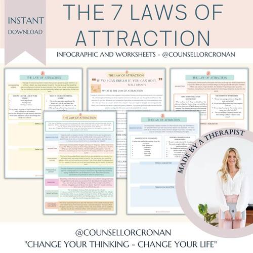 The 7 Laws of Attraction Worksheets, Self-healing, self-care journal ...