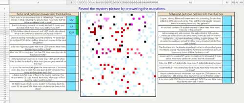 Digital Math Pixel Art Mystery Picture Valentine's Day Activities Word ...