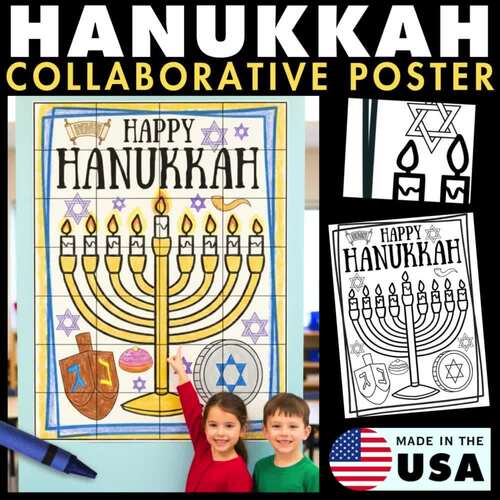 Hanukkah Collaborative Poster Activity Menorah Dreidel Holidays Around ...