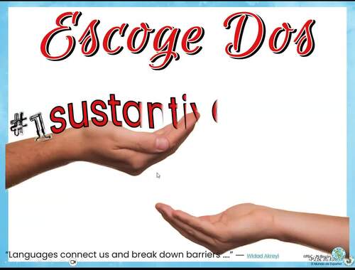 Spanish Stem Changing Verbs Digital Game and Worksheets Escoge Dos