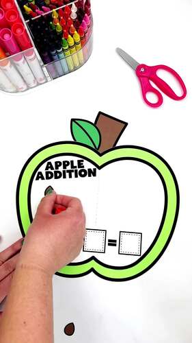 Apple Addition Craft Adding Apple Seeds Fall Activity Kindergarten Math ...