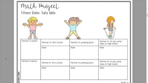 Rates and Unit Rates - Create tables, graphs and charts math project - PBL