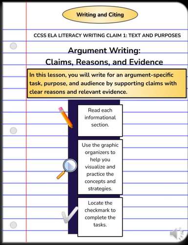 Crafting Claims, Counterclaims, Reasons and Evidentiary Support by CLS2021