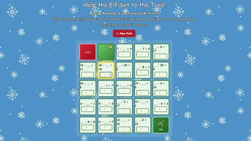Help the Elf Get to the Tree! | Missing Minuends & Subtrahends Digital ...