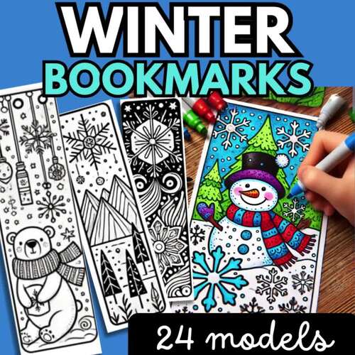 Winter Coloring Bookmarks – 24 Fun & Festive Templates - Christmas craft