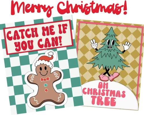 Retro Christmas Posters + Borders + Buntings | PDFs +JPGs + PNGs | 23