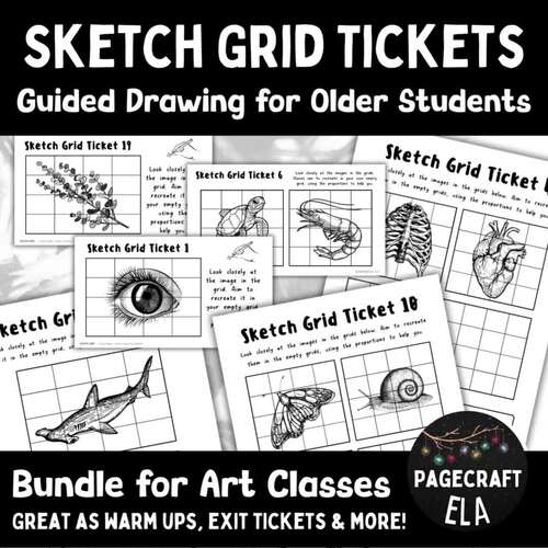 BUNDLE of Art Sketch Grid Printables for Warm-ups, Brain Breaks & Exit ...
