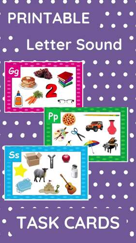 Alphabet Letter Beginning Sound Task Cards by Z-Girl Creations | TPT