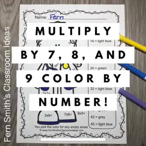 Multiply by 7, 8, and 9 Color By Number by Fern Smith's Classroom Ideas