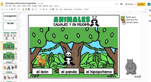 Distance Learning - Animals in Spanish - Animales - Digital Slides