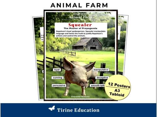 Animal Farm English Literature Poster Set, 10 Illustrated Character ...