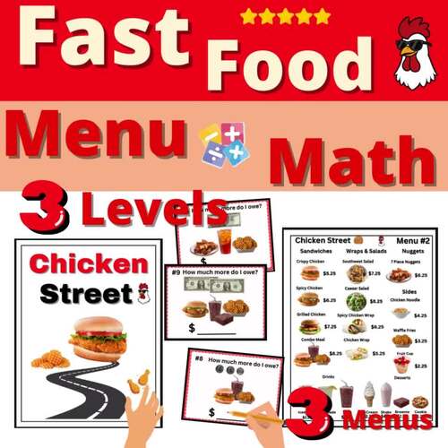 Fast Food Menu Math Activity Chicken Restaurant Resource Elementary