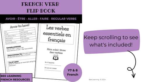 French Verb Flip Book – Avoir, Être, Aller, Faire + Regular Verbs