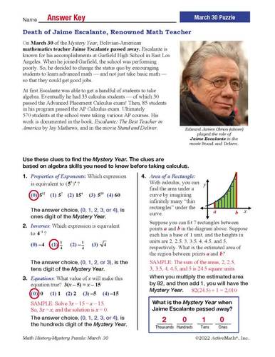 March 30 Math Teacher Puzzle: Jaime Escalante, Presidential Awardee ...