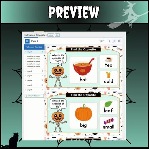 Halloween: Opposite Words Digital Resources by Schooler's Mate | TPT