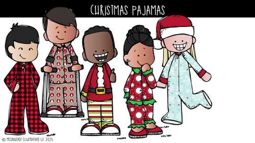 Christmas Pajamas clip art, Kidlettes clip art Mini by Melonheadz Clipart