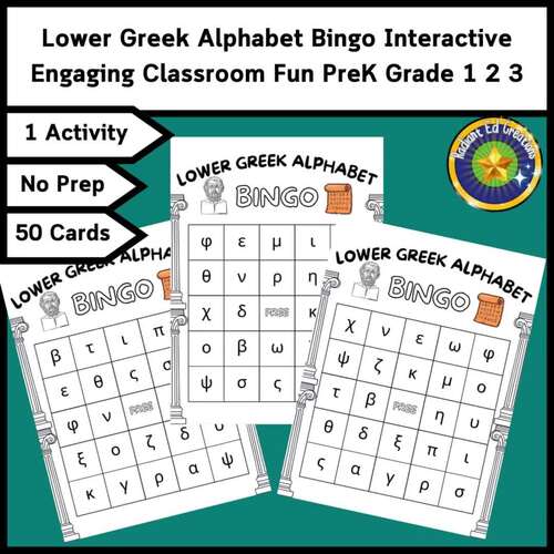 Lower Greek Alphabet Bingo Logic Puzzle Mental Language Learning ...