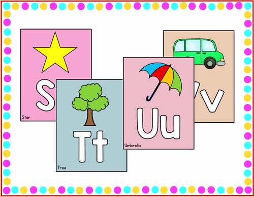 Printable Bright Alphabet Posters, Letters Posters for Kindergarten ...