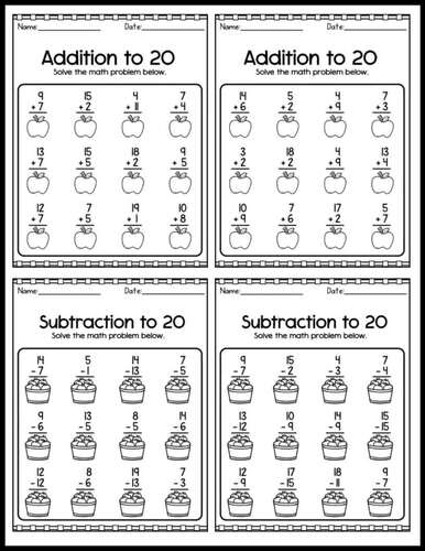 Johnny Appleseed Math Worksheets | Numbers Within 20 by Kidz Learning ...
