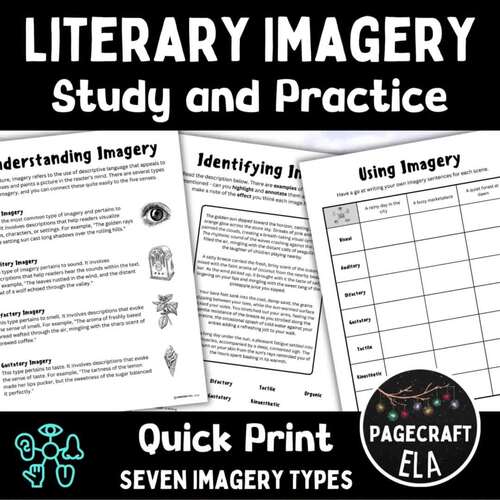 Sensory Imagery Activity Pack to Explore the 7 Types of Literary Imagery