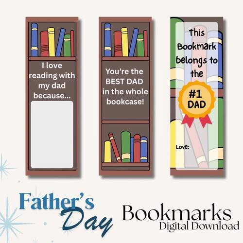 Father’s Day Bookmarks – Printable Reading Buddy Gift for Dad (Set 1)