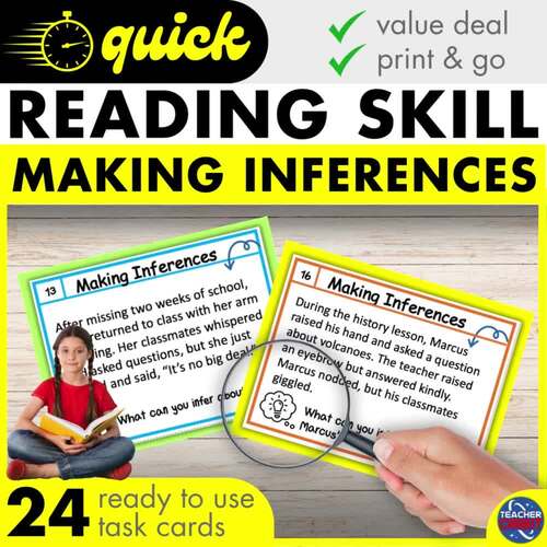 Making Inferences Task Cards Reading Comprehension Passage Practice ...