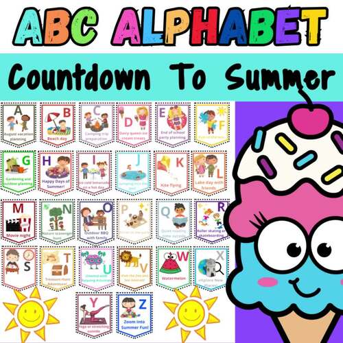 ABC Countdown To Summer Bulletin Board | Alphabet Countdown Pennants