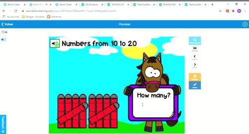 BOOM CARDS Spring:COUNT AND WRITE NUMBERS 10-20 Counting Distance Learning