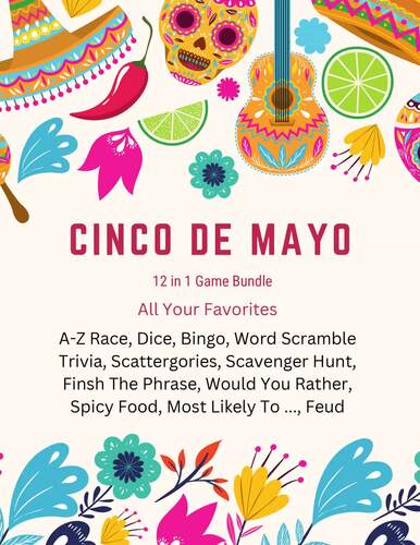 Cinco de Mayo. 12 Games. Trivia. Vocabulary. Holiday. ELA. ESL. Bundle.