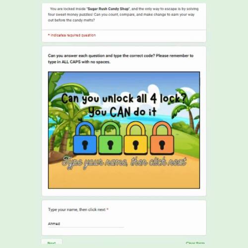 Candy Shop Money Math Escape Room | Digital Counting & Making Change ...