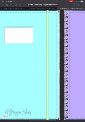 5 Subject DIGITAL Notebook {Pastel Rainbow} by A Ginger Mess | TPT