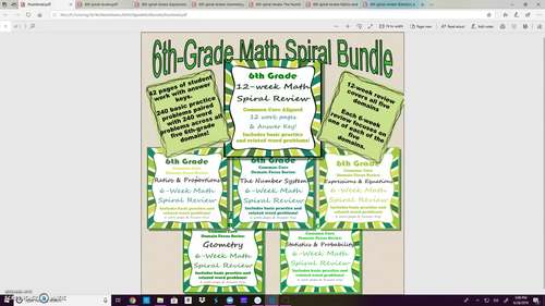 6th grade Math Spiral Review Worksheets BUNDLE! by My Tutoring Bee