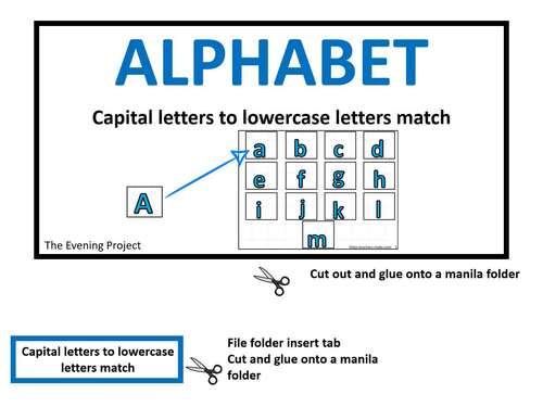 ALPHABET Capital letters to lowercase letters match file folder for ...