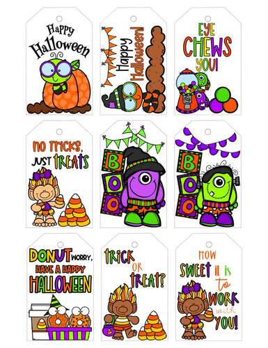 Halloween Gift Tags | Treat Bag Labels | Coworker Gift Tags | Volunteer ...