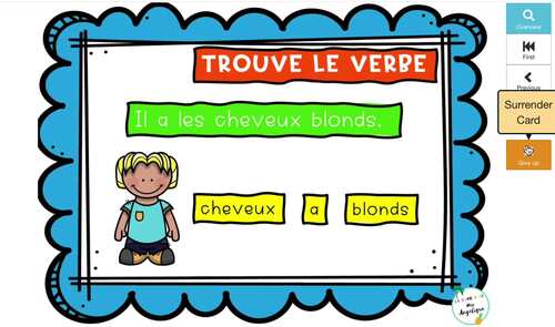 French Grammar Identifying verbs GOOGLE SLIDES Identifier un Verbe SET 1