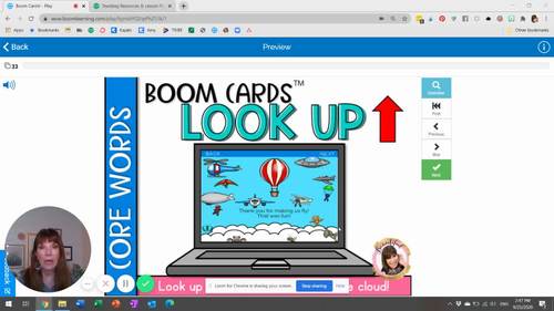 Boom Cards™ AAC Core Words Activities LOOK UP for Speech Therapy, Autism NP