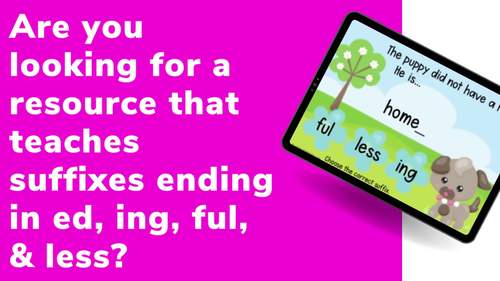 Suffixes Digital BOOM CARDS | Distance Learning | Literacy Digital Games