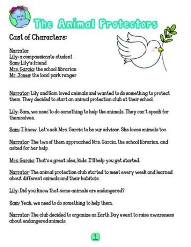 Earth Day Reader's Theater Animal Grade 2-6 Fluency Spring ...