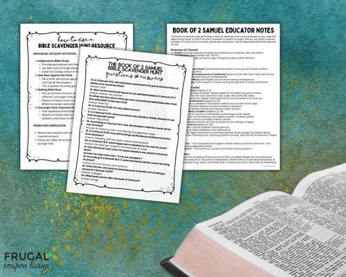 2 Samuel Bible Scavenger Hunt, Book of 2 Samuel Bible Study Game, King ...