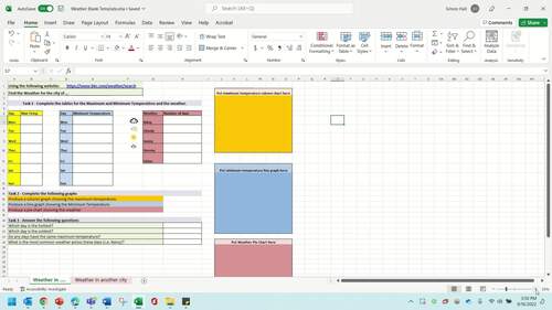 Excel Spreadsheet - Creating Charts with live Weather data! FUN Tech Lesson!