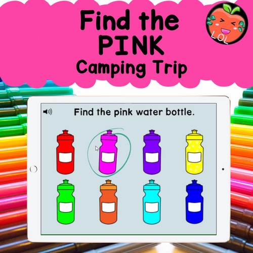 Find the PINK Color Recognition | BOOM CARDS with audio | Camping Trip