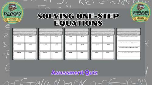 SOLVING ONE-STEP EQUATIONS * Assessment Quiz Test * Algebra 1 | TPT