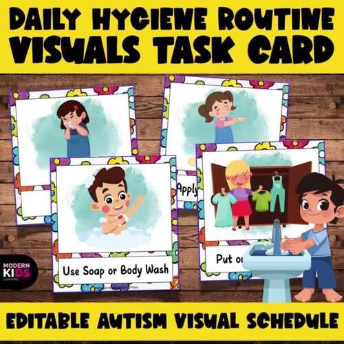 Daily Hygiene Routine Cards - Schedule Cards for Autism Classrooms