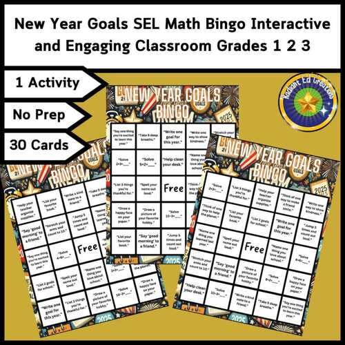 New Year Goals SEL Math Bingo Interactive and Engaging Classroom Grades ...