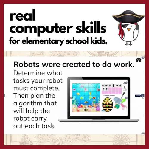 Virtual Bee-Bot Elementary Coding - The Pirate's Treasure by That Tech Chick