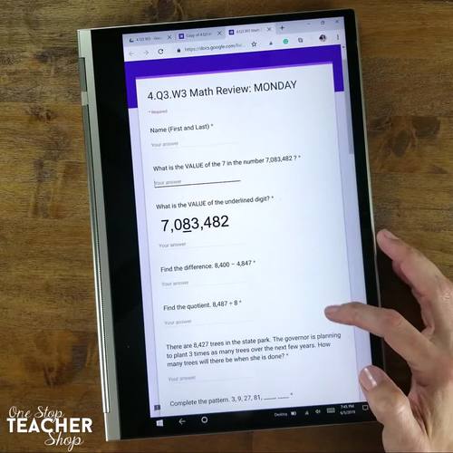 4th Grade DIGITAL Math Spiral Review | Homework, Morning Work, Warm Ups